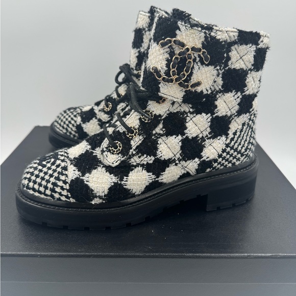 CHANEL | Shoes | Brand New Chanel Tweed Boots Cc Hardware | Poshmark